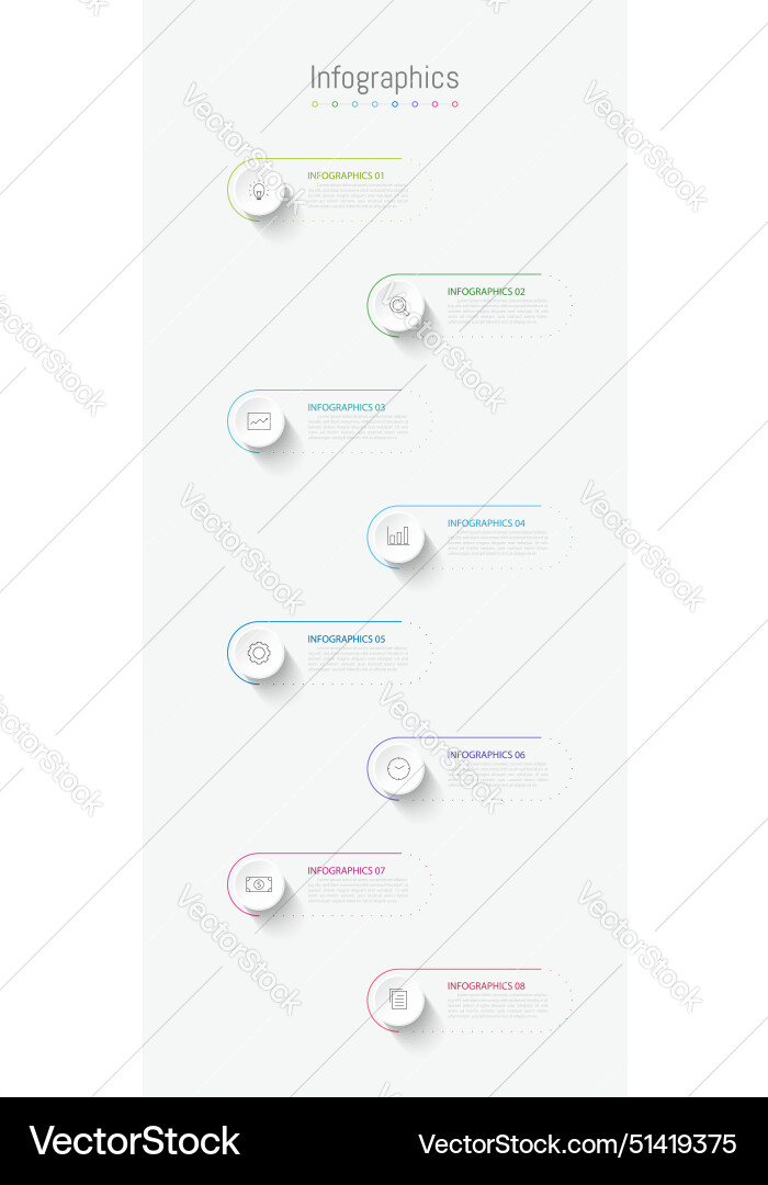 Infographic 8 options design elements Royalty Free Vector