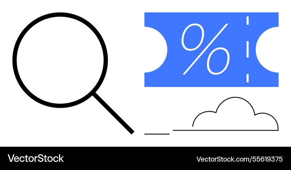 Magnifying glass examines discount coupon Vector Image