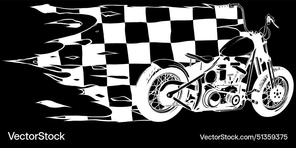 Motorcycle in white line on black background Vector Image