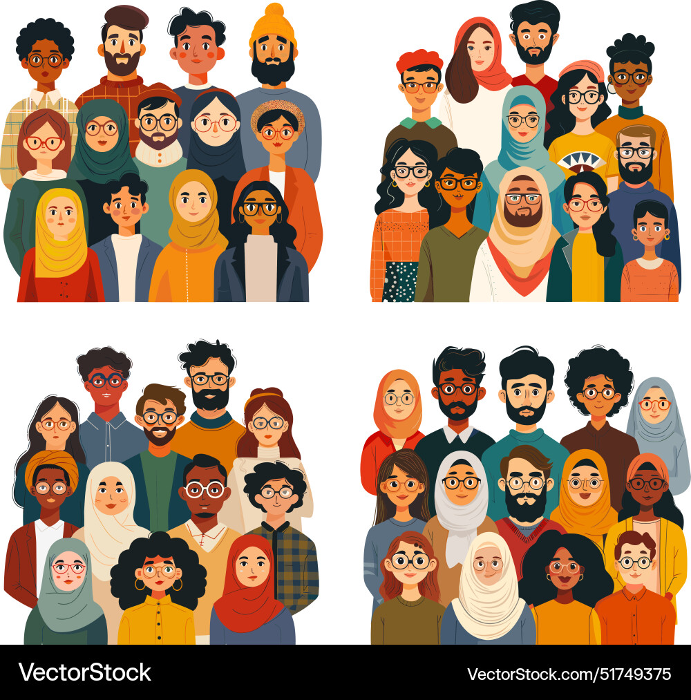 Multicultural crowd cartoon Royalty Free Vector Image