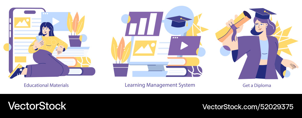 Online education flat Royalty Free Vector Image Online education flat Royalty Free Vector Image