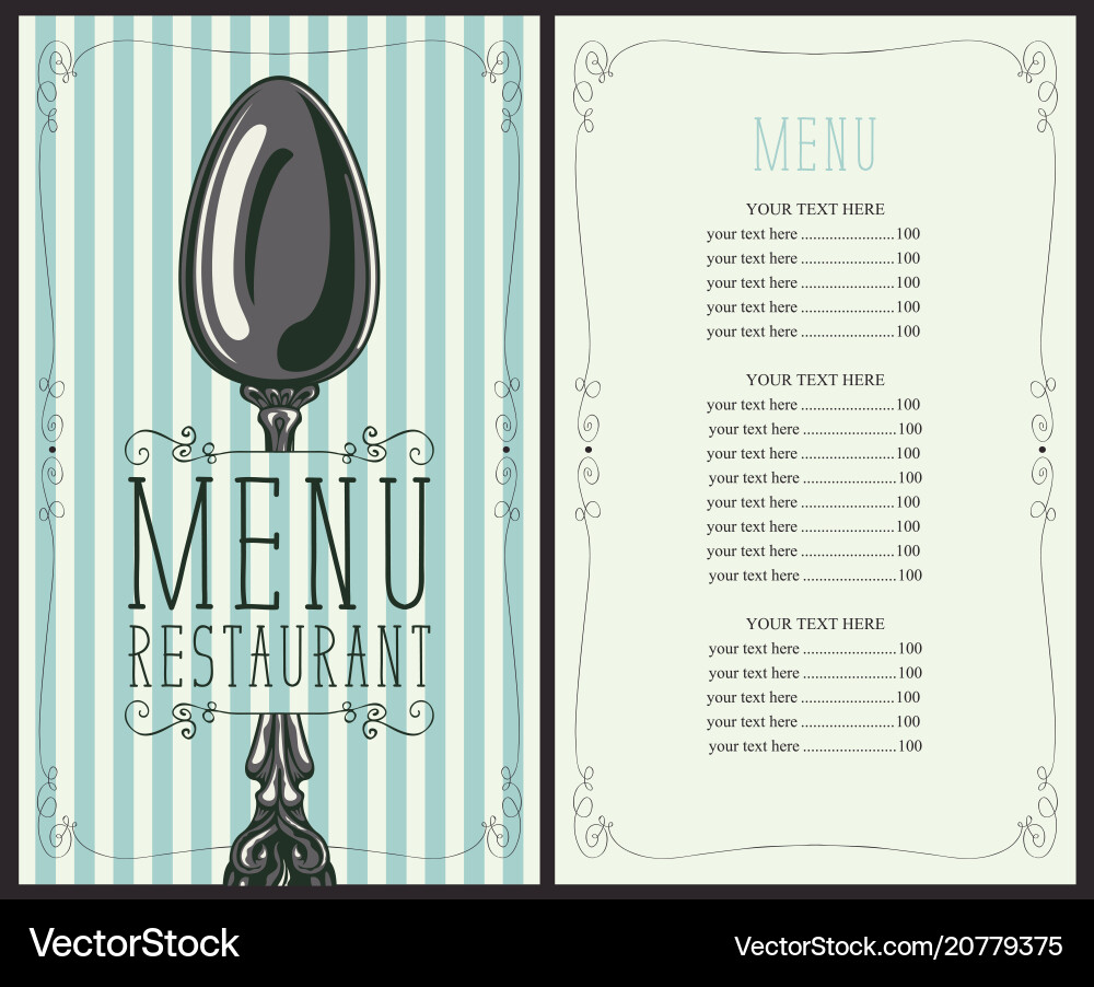 Restaurant menu with price list and spoon Vector Image