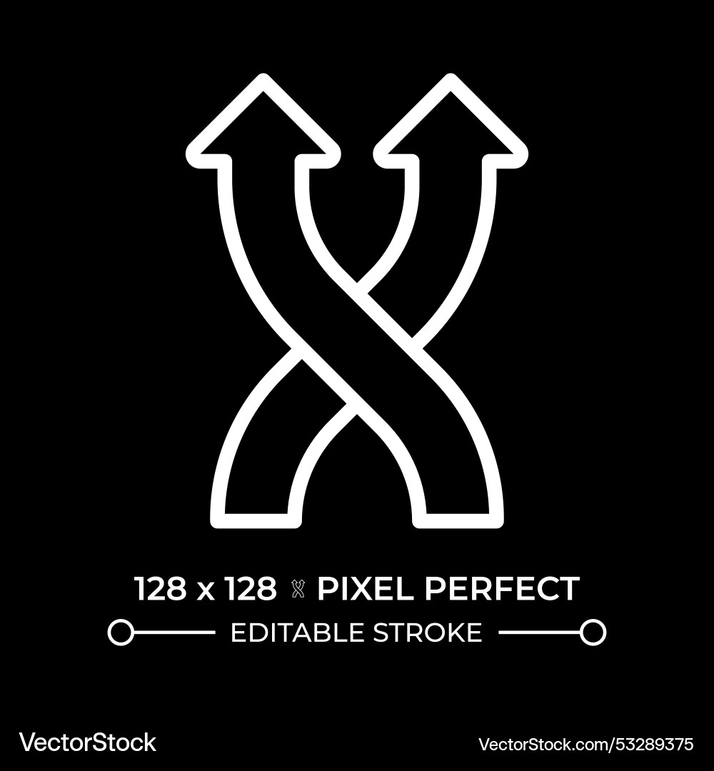 Shuffle white linear icon for dark theme Vector Image