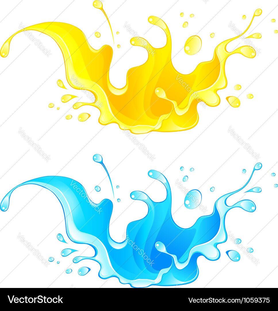 Splash juice drink and water Royalty Free Vector Image