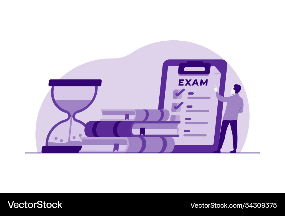 Studnet preparing for exam flat Royalty Free Vector Image