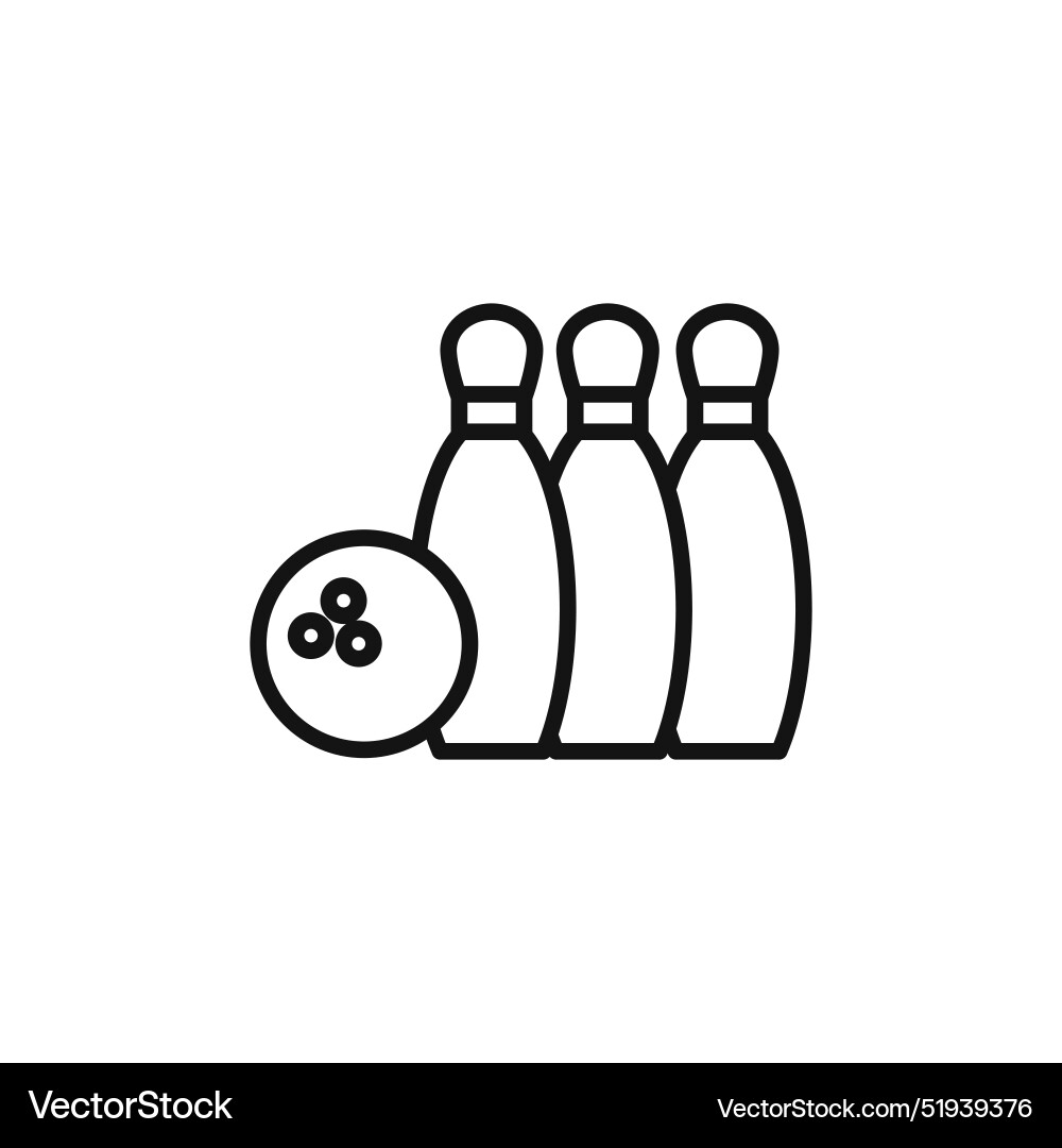 Bowling game icon logo sign outline Royalty Free Vector