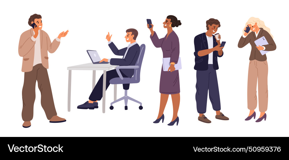 Business people use gadgets office staff Vector Image