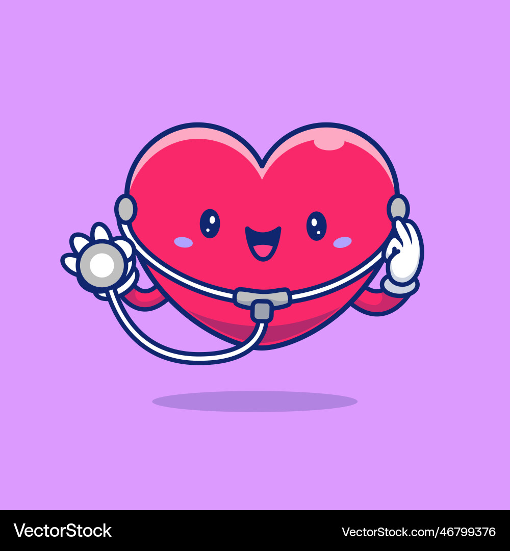 Cute heart with stethoscope cartoon Royalty Free Vector
