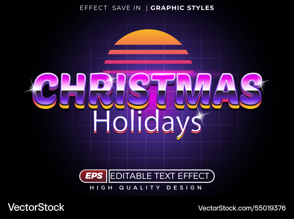 Editable 3d text effect christmas holidays Vector Image