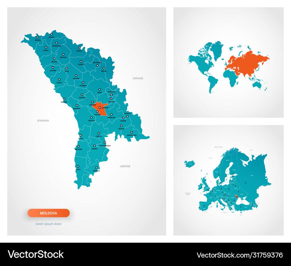 Editable template map moldova with marks Vector Image