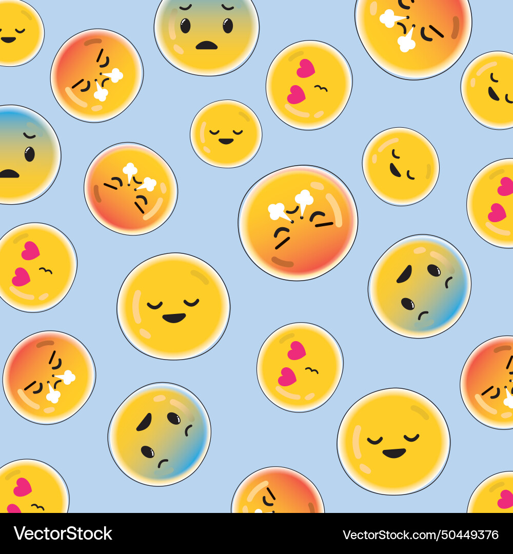 Emoji icons pattern background Royalty Free Vector Image