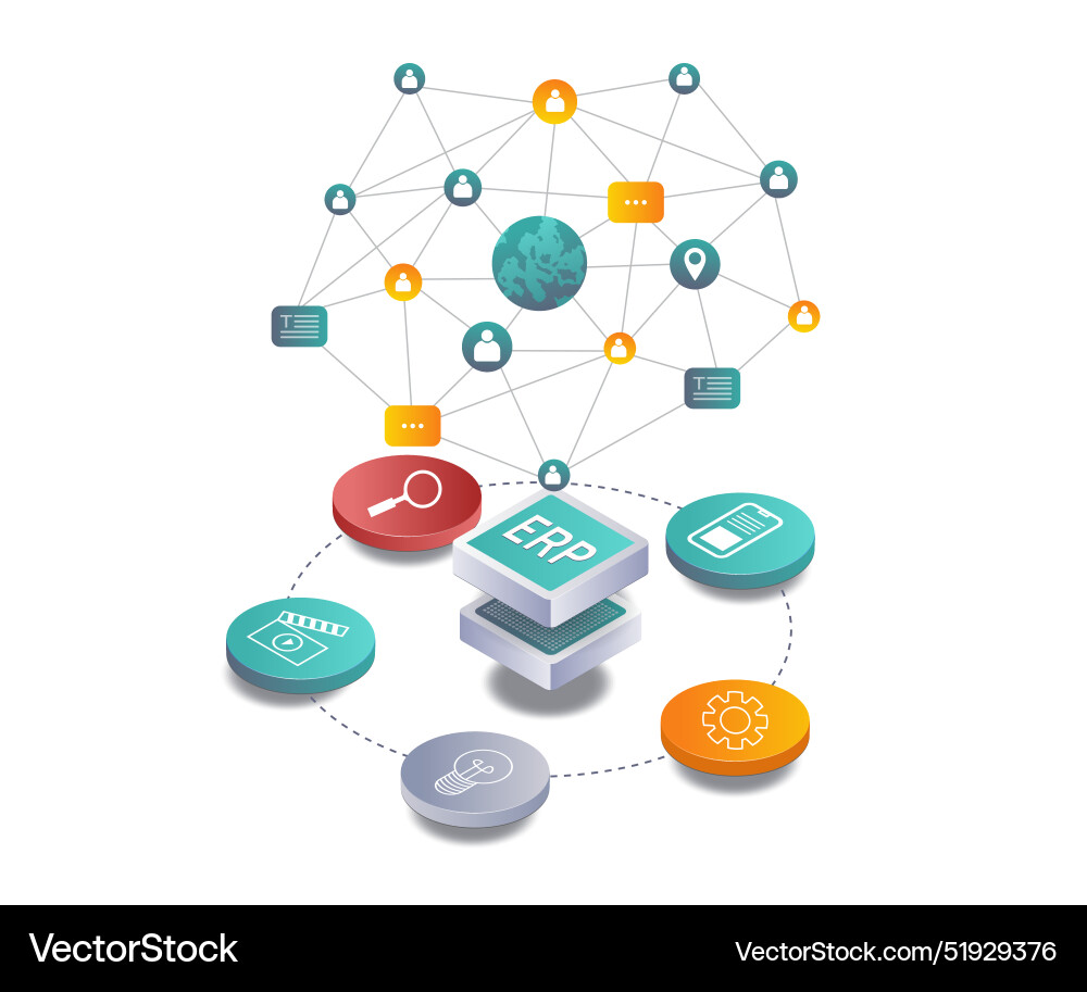 Erp Database Strategies For Business Network Vector Image