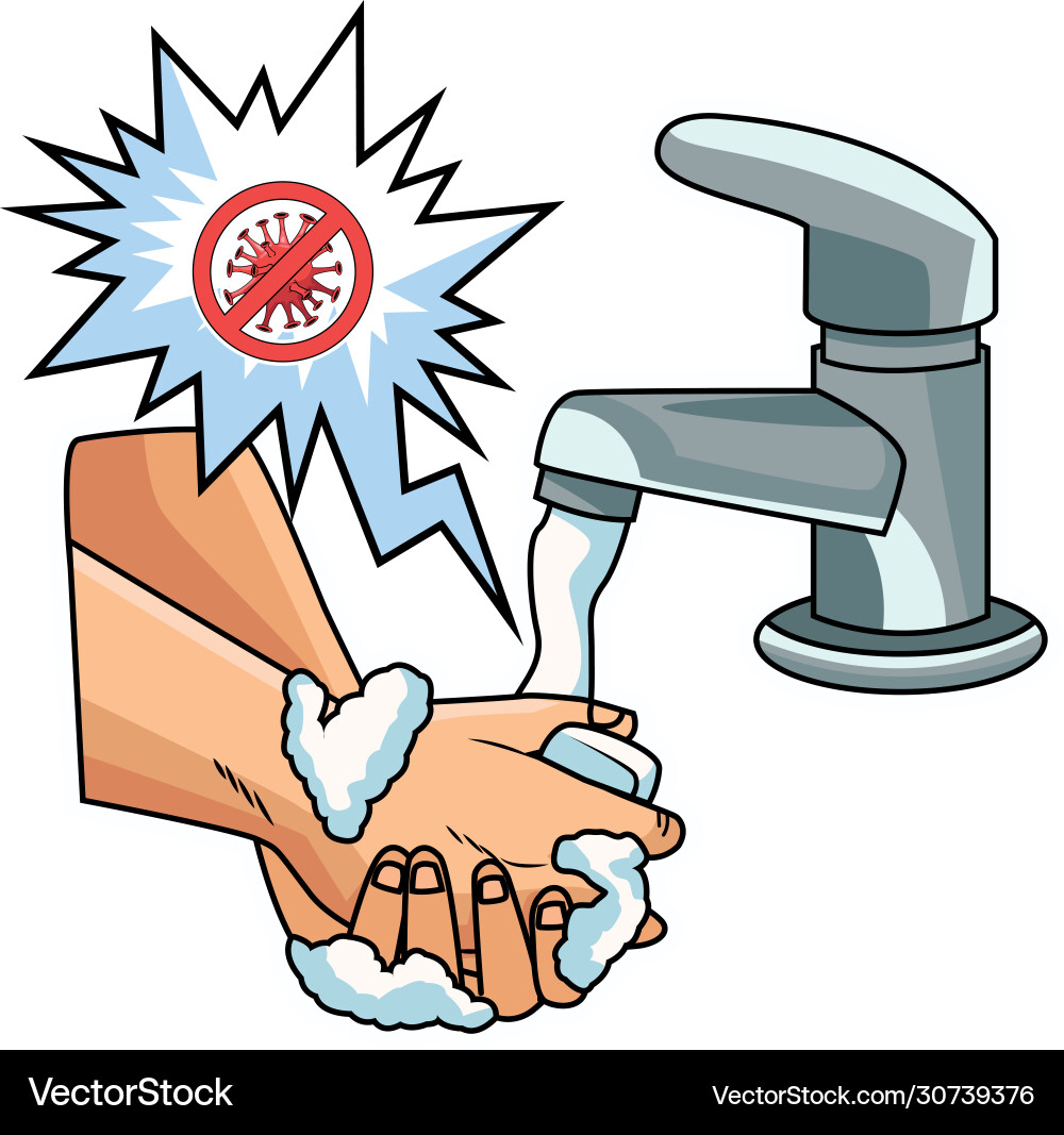Hands washing prevention method covid19 pandemic Vector Image