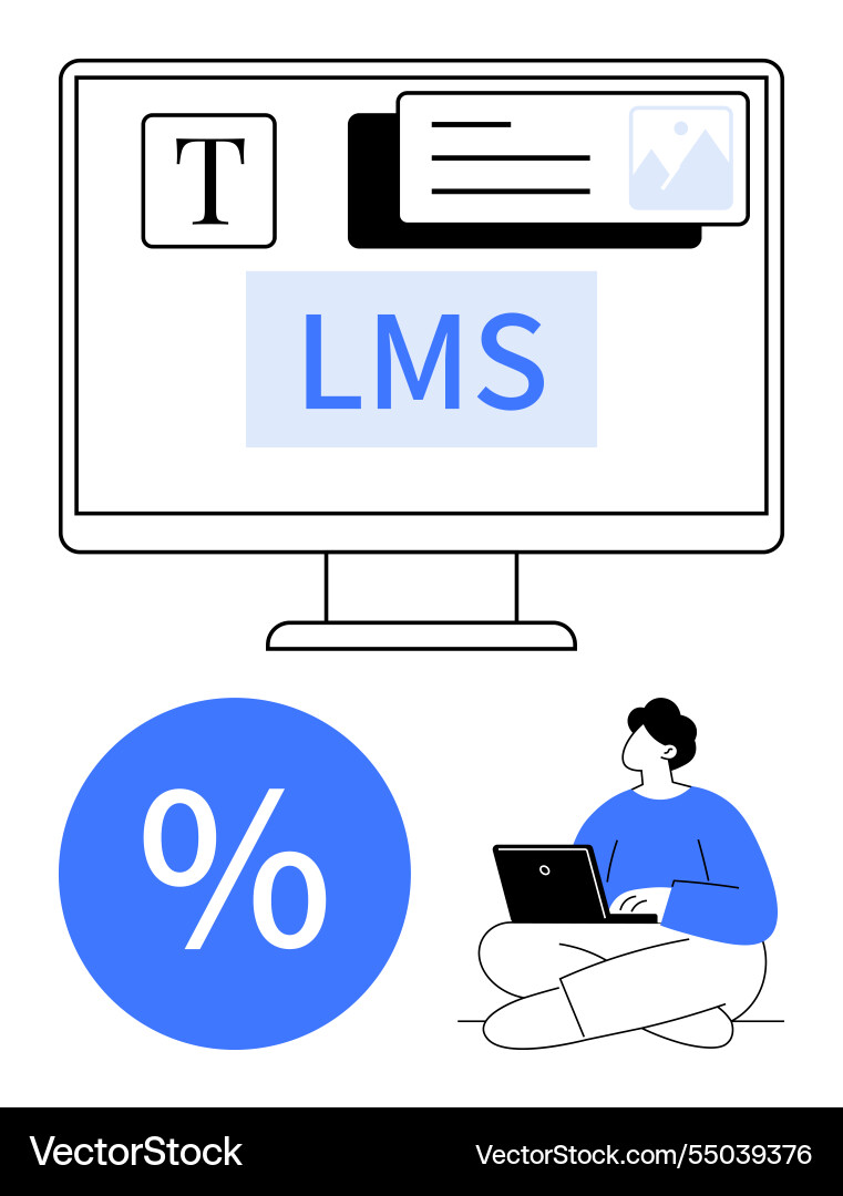 Learning management system interface with user Vector Image