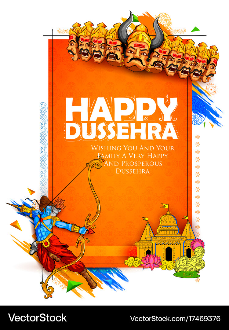 Lord rama with bow arrow killing ravan Royalty Free Vector