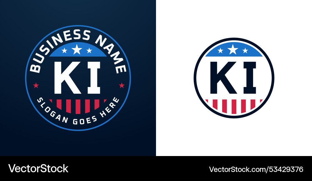 Patriotic ki logo design letter ki logo with Vector Image