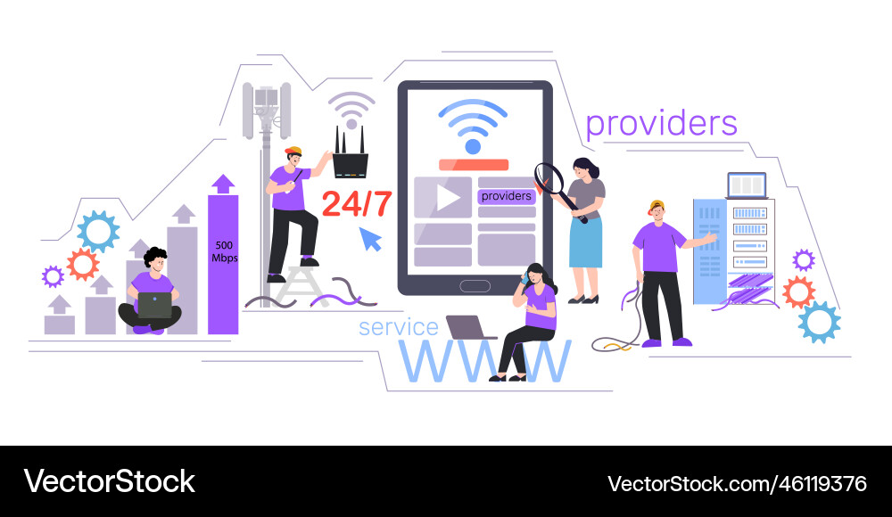 Provider tech support composition Royalty Free Vector Image