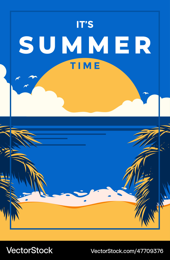Retro summer background flat design time Vector Image