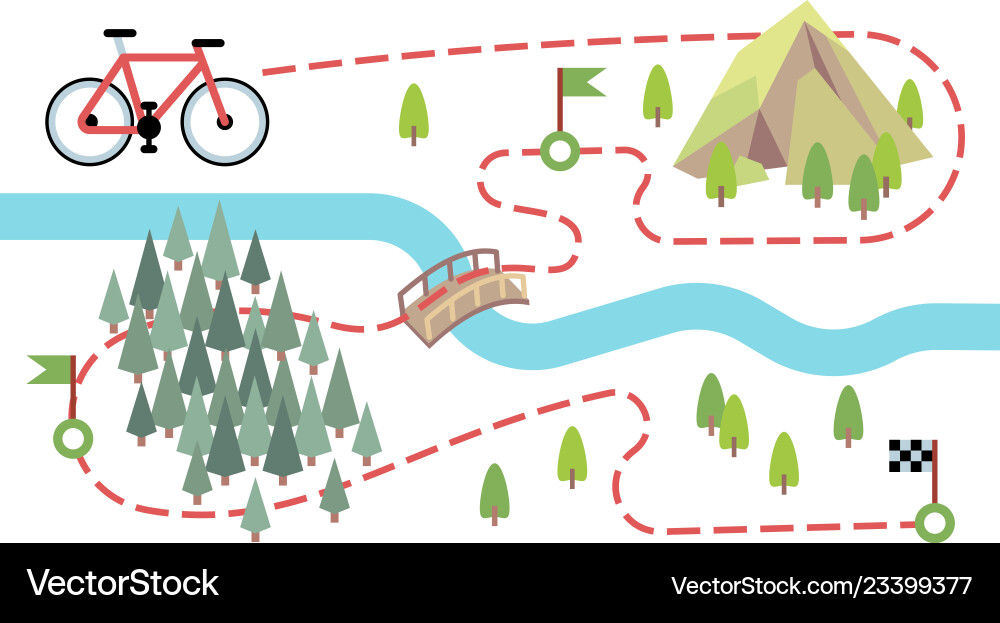 Cycling Route Map - Adventure Trail Royalty Free Vector