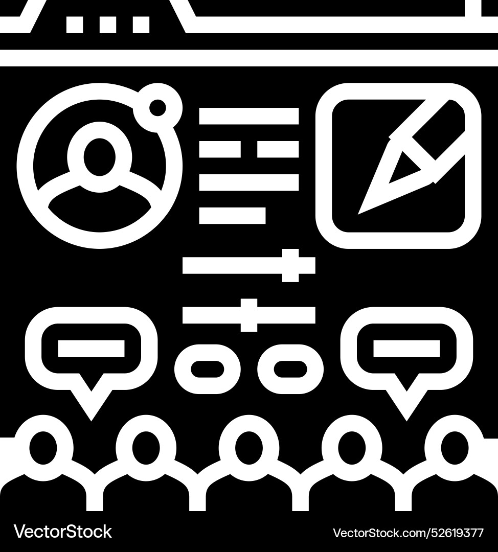 Moderator control virtual conference glyph icon Vector Image