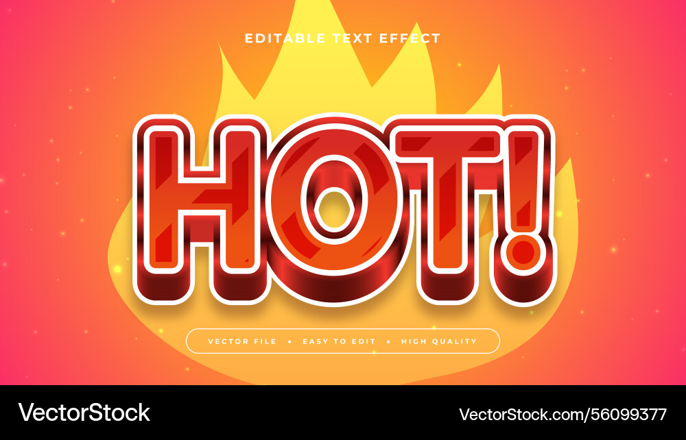 Red yellow and orange hot 3d editable text effect Vector Image