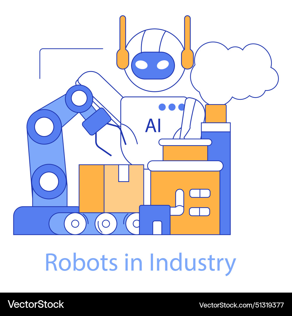 Robots in industry concept Royalty Free Vector Image