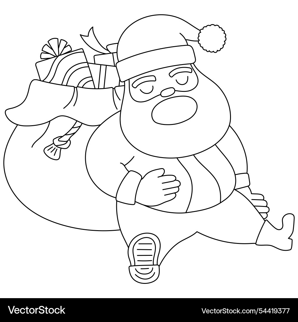 Santa claus character sleeping lean gift bags Vector Image