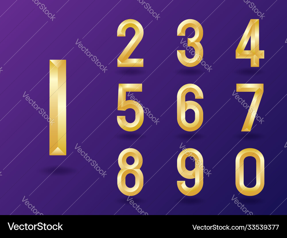 Set of Golden Numbers Royalty Free Vector Image