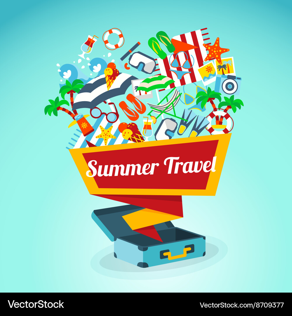 Summer travel concept poster Royalty Free Vector Image