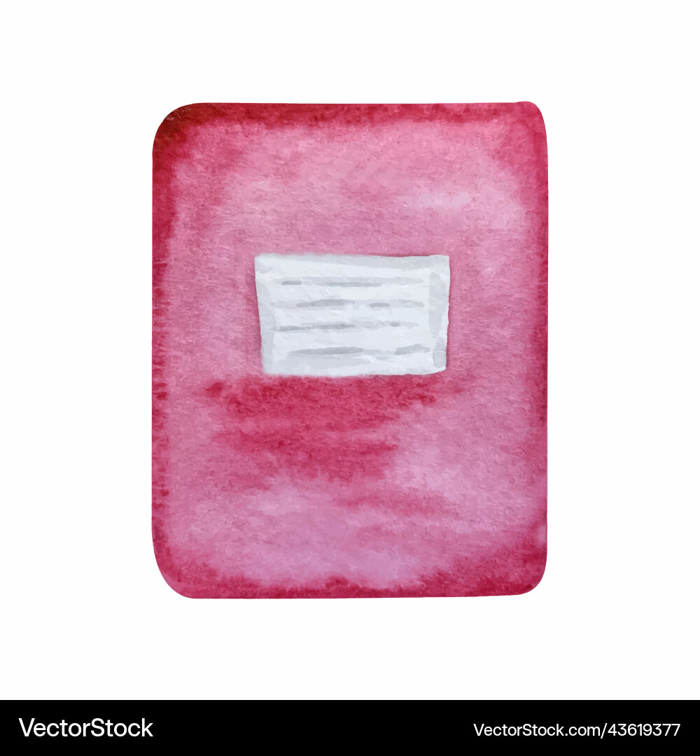 Watercolor pink school notebook Royalty Free Vector Image