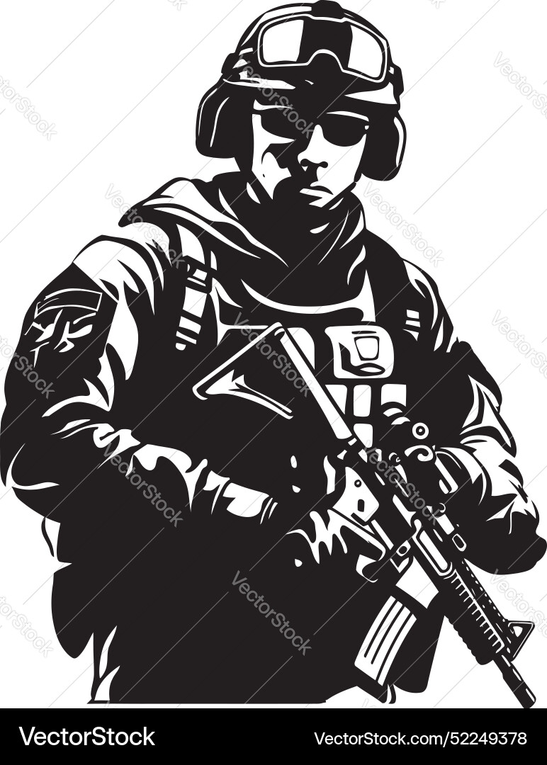 Armed sentinel black icon design for soldier Vector Image