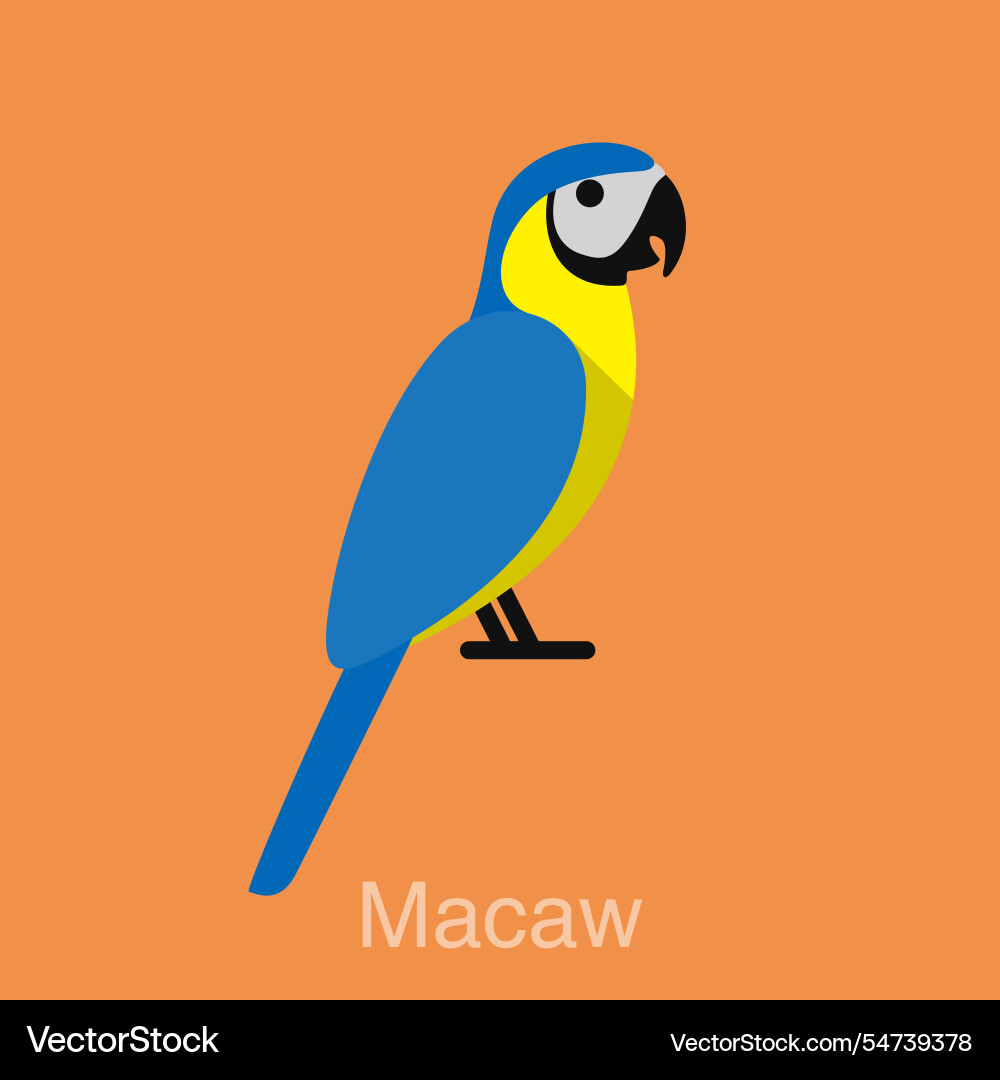 Blue macaw bird series flat icon Royalty Free Vector Image