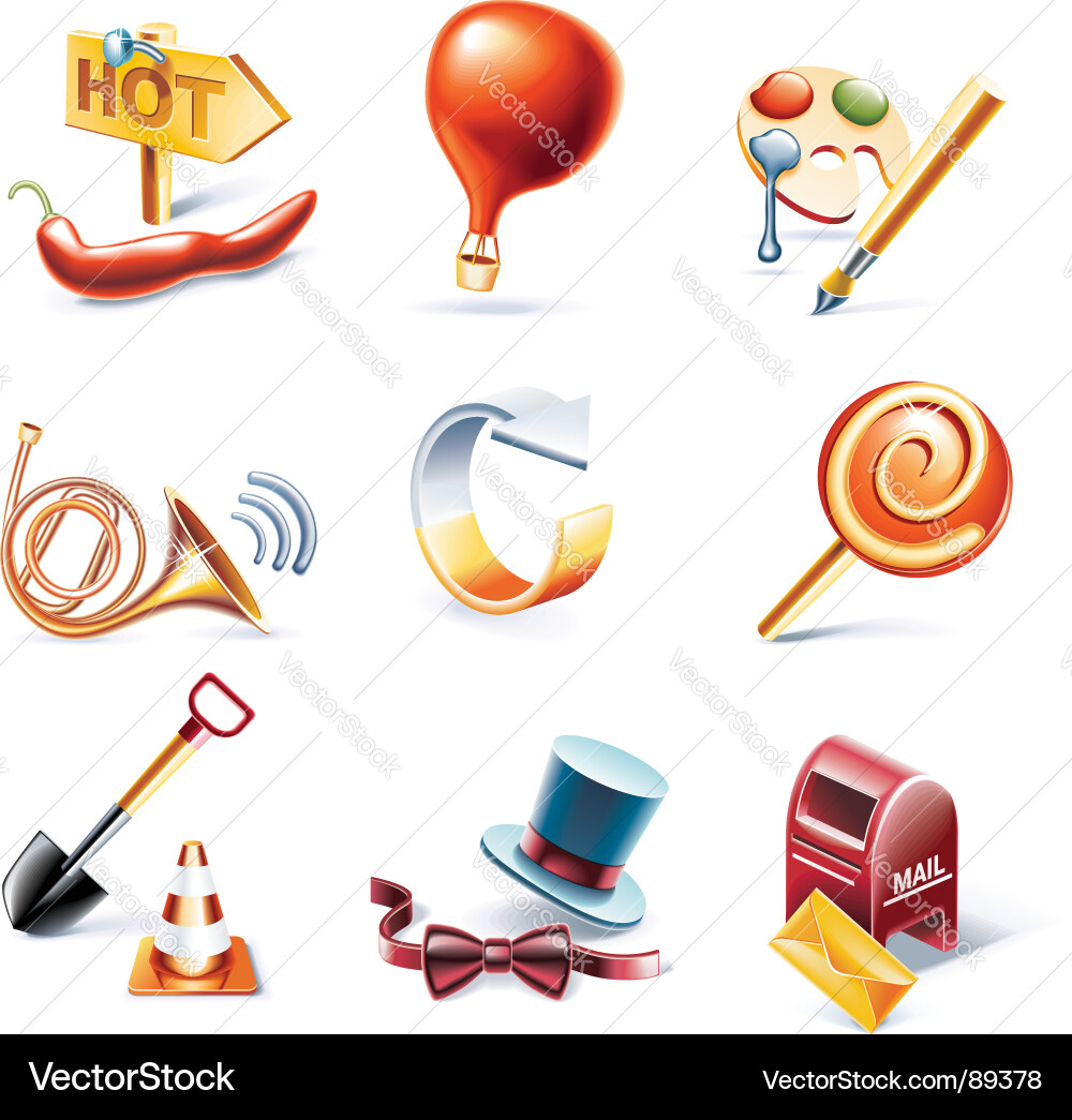 Cartoon style icon set Royalty Free Vector Image