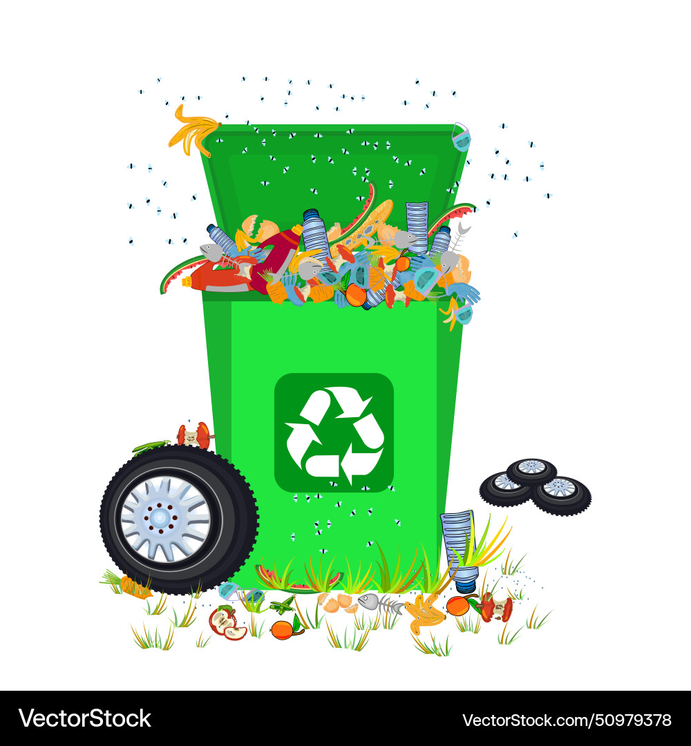 Garbage containers with unsorted trash Royalty Free Vector