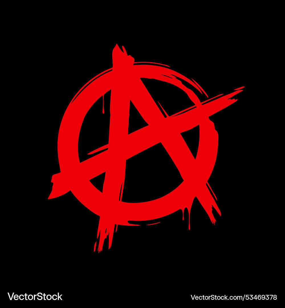 Grunge brush painted anarchy sign icon Royalty Free Vector