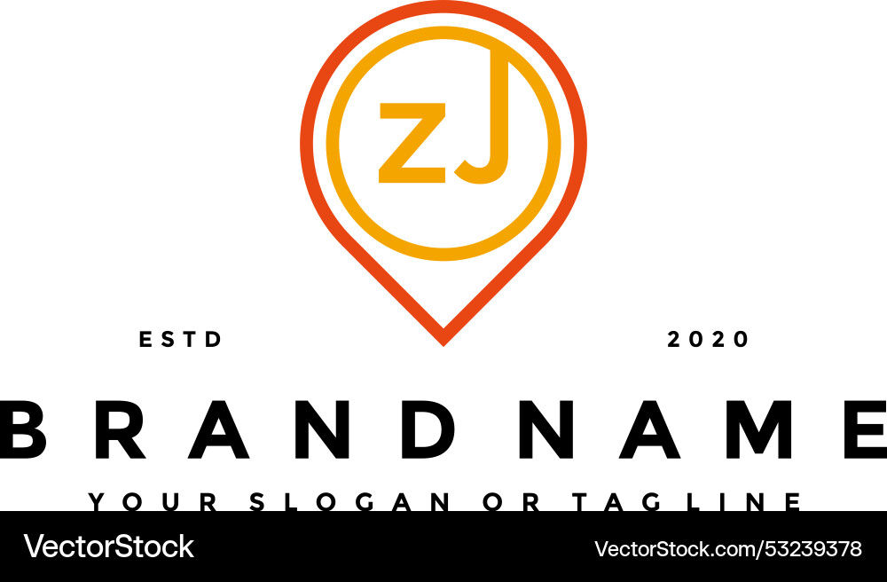 Letter zj pin logo design Royalty Free Vector Image
