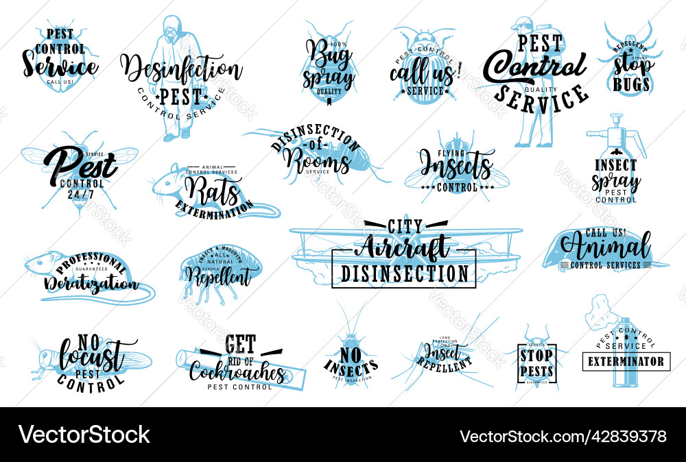Pest control disinfection and extermination icons Vector Image