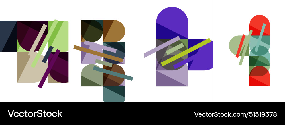 Square and round shape geometric poster set Vector Image