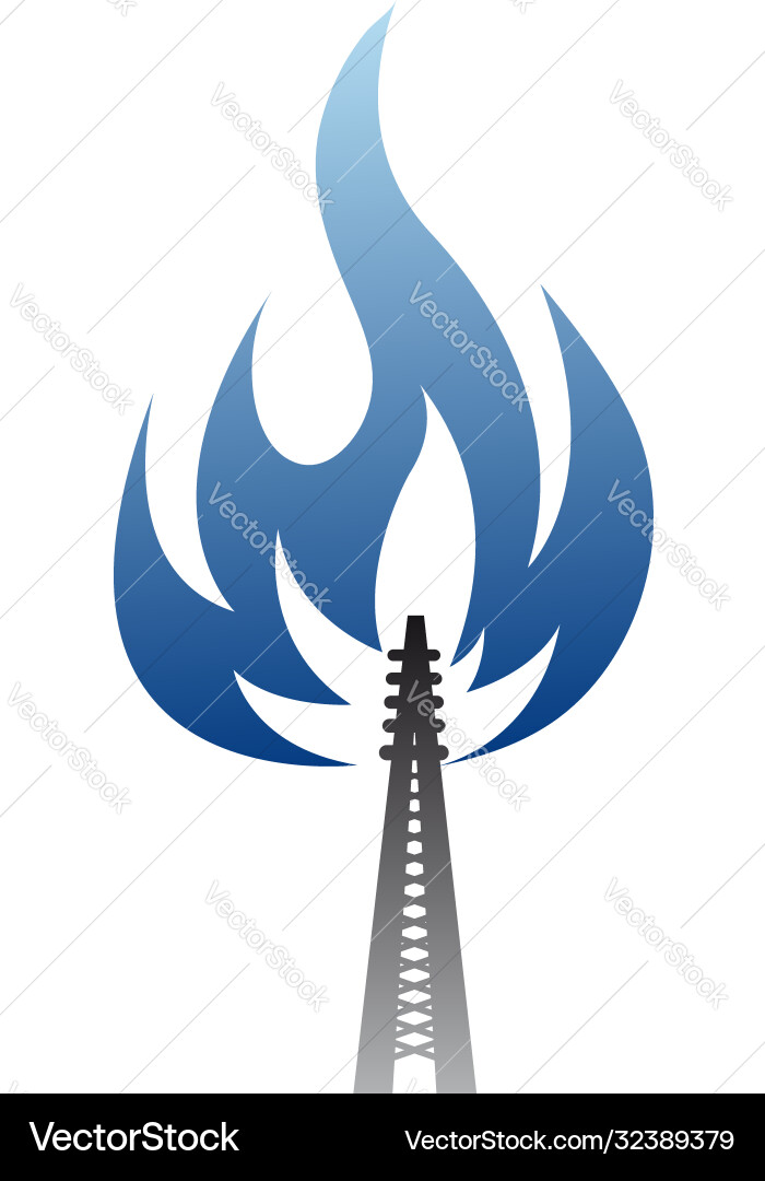 Blue fire natural gas logo Royalty Free Vector Image