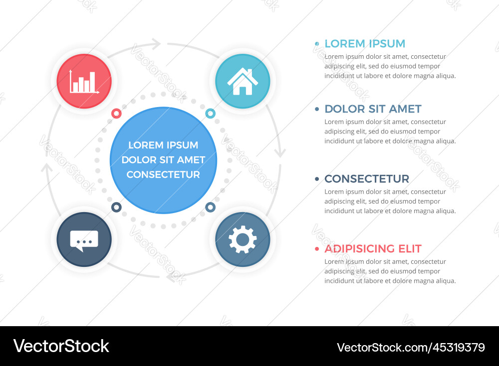 Circle diagram - four elements Royalty Free Vector Image