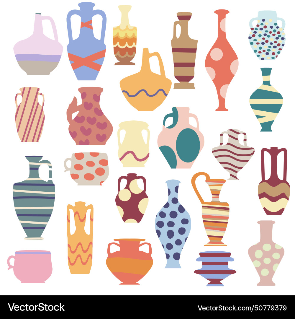 Drawing set of vase Royalty Free Vector Image - VectorStock