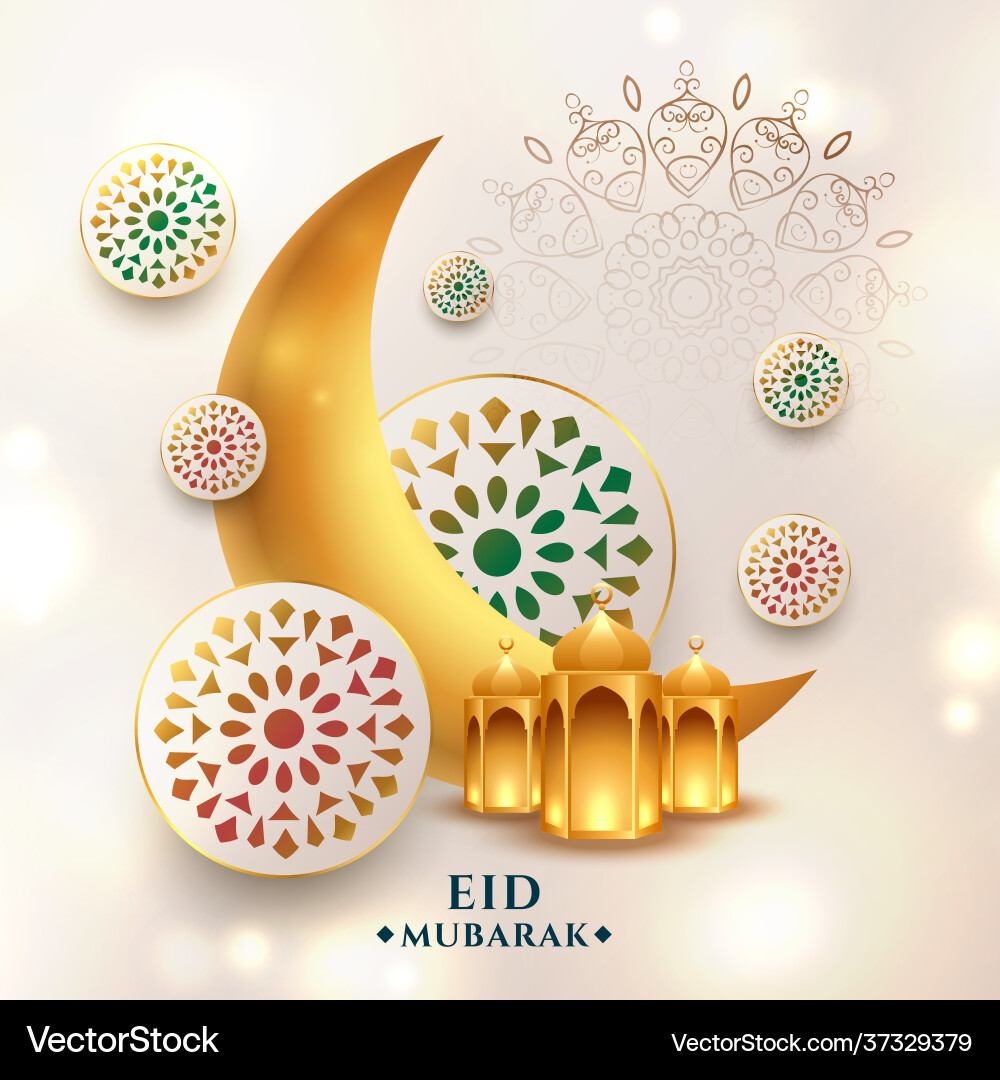 Eid mubarak realistische Karte mit dekorativen Vektorbild