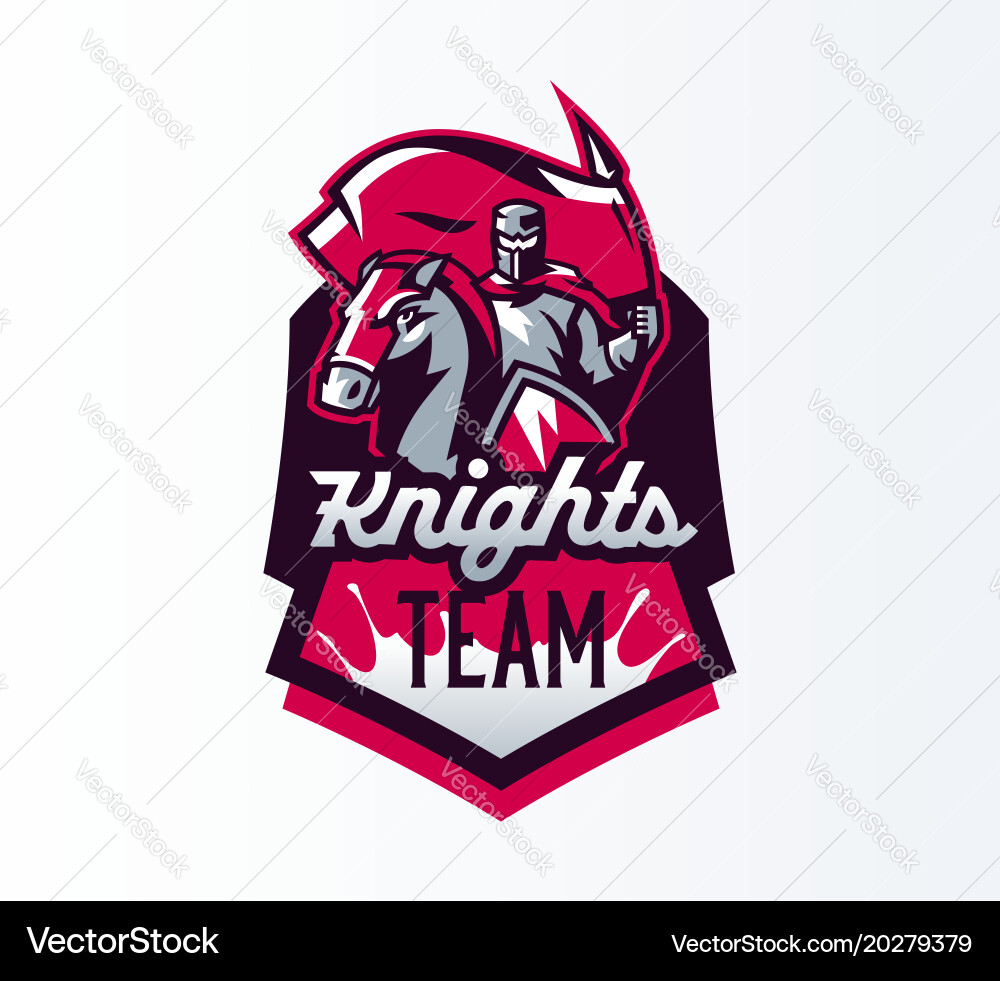 Emblem Logo Aufkleber Ritter mit Flagge Lizenzfreier Vektor
