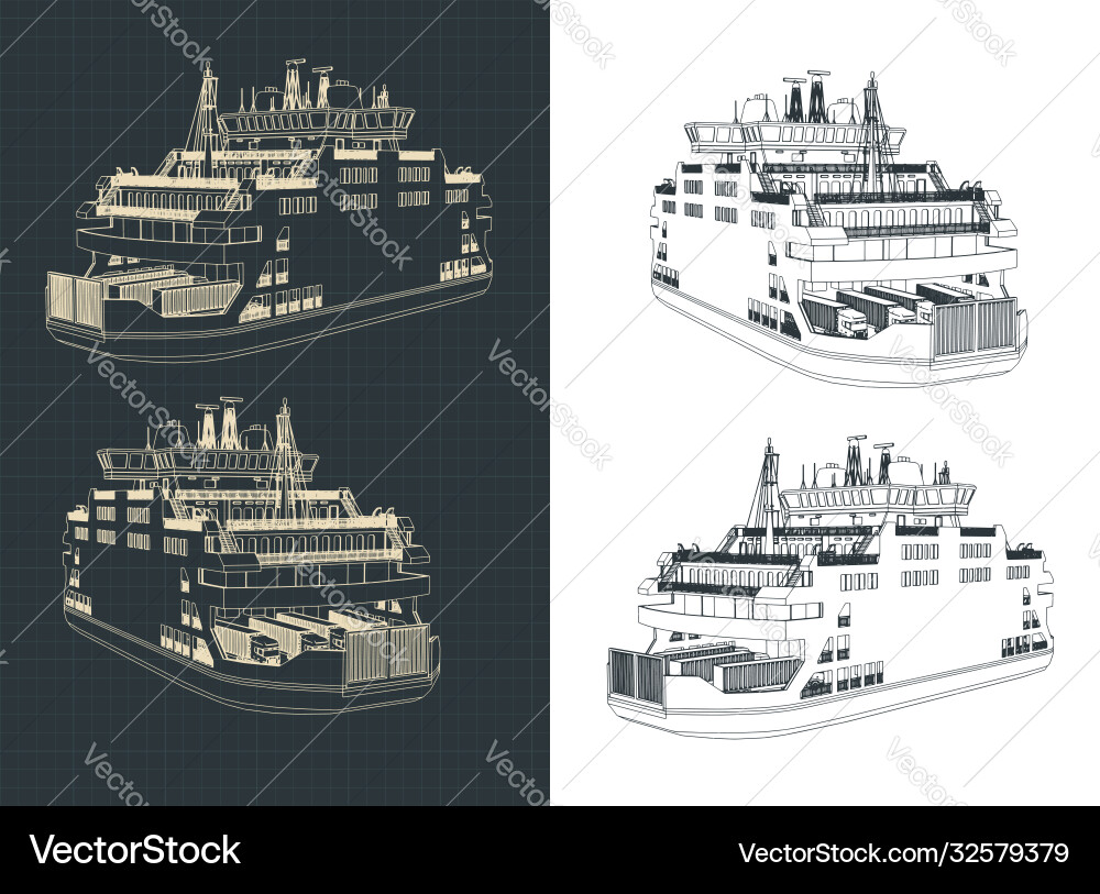 Ferry outline Royalty Free Vector Image - VectorStock