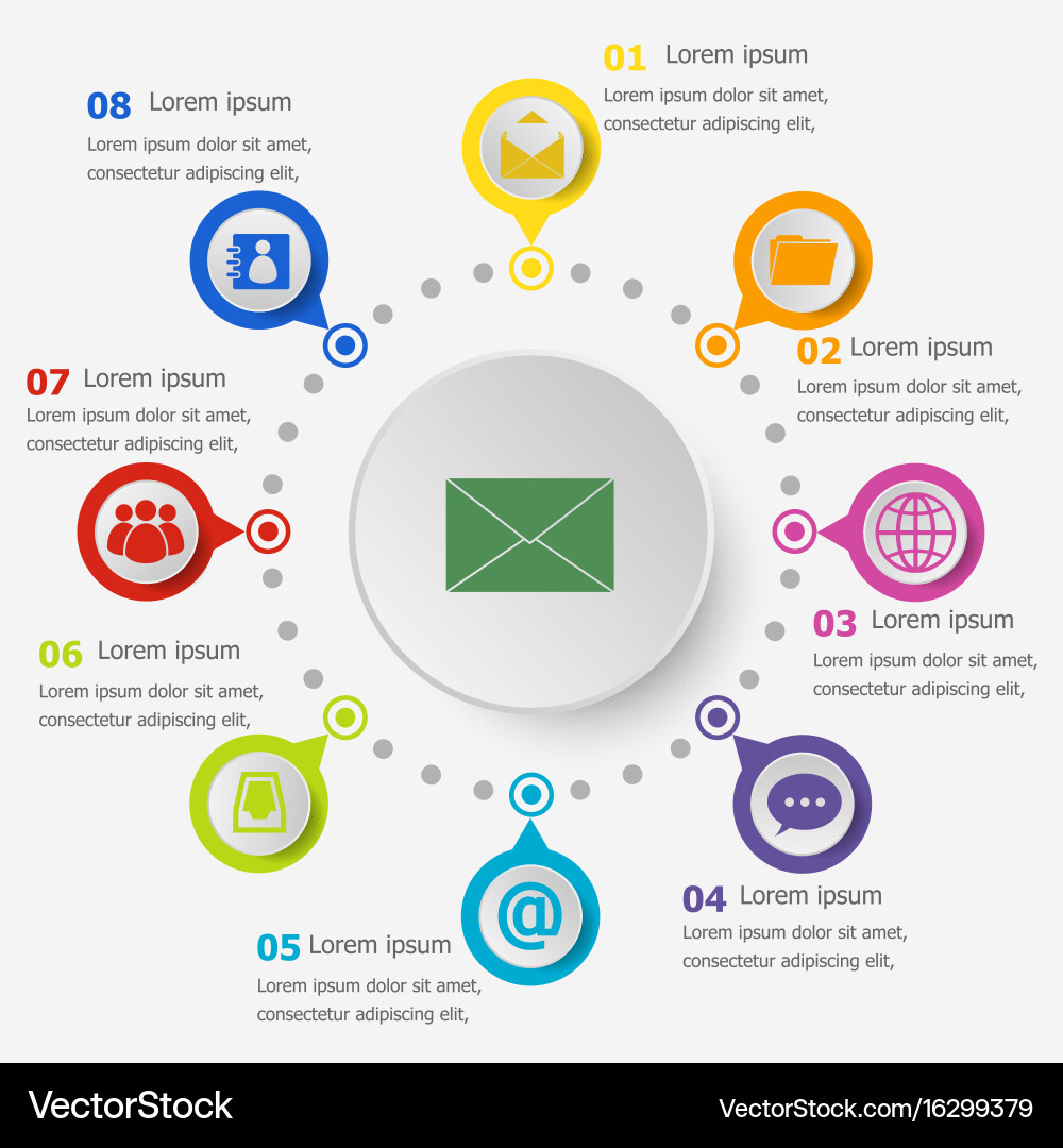 Infographic template with mail icons Royalty Free Vector