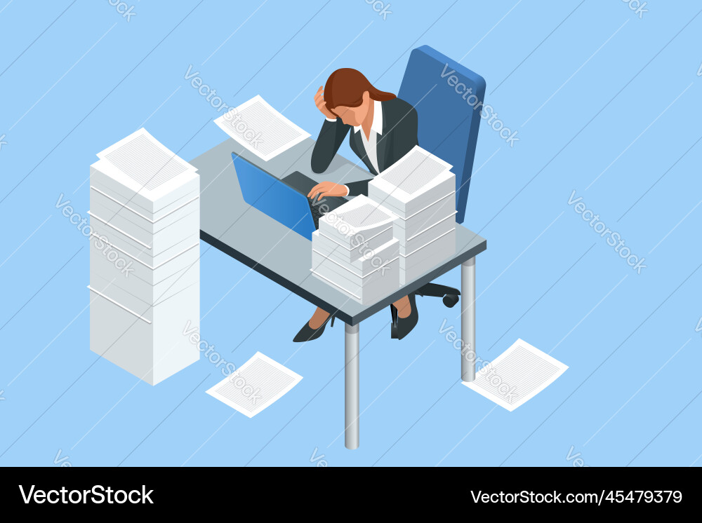 Isometric stacks of paperwork and files Royalty Free Vector