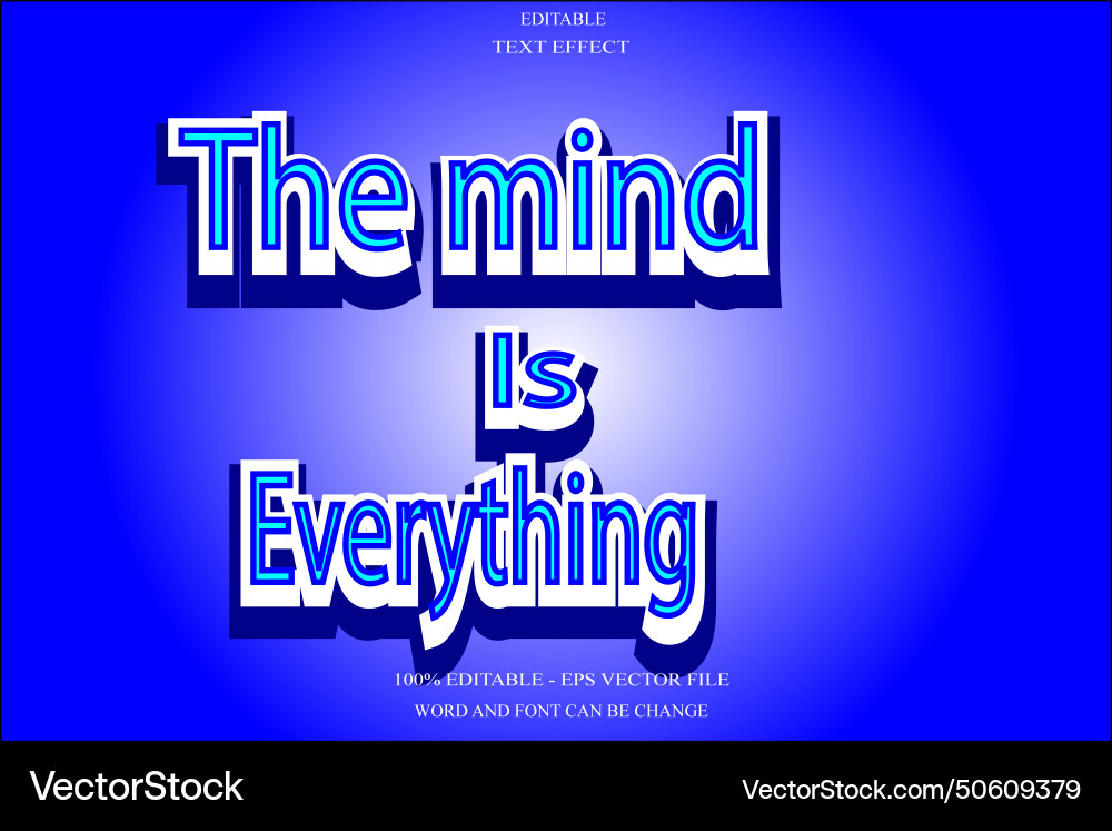 Mind is everything editable text effect Royalty Free Vector