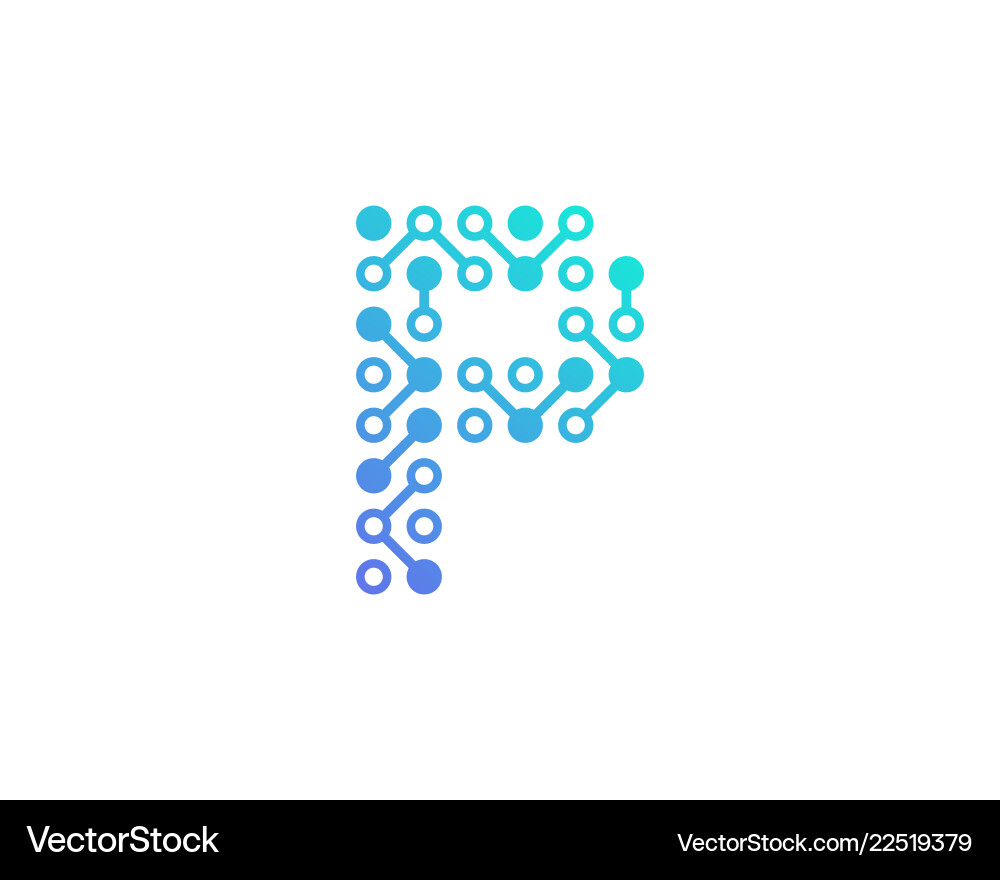 P circuit digital letter and number logo icon Vector Image
