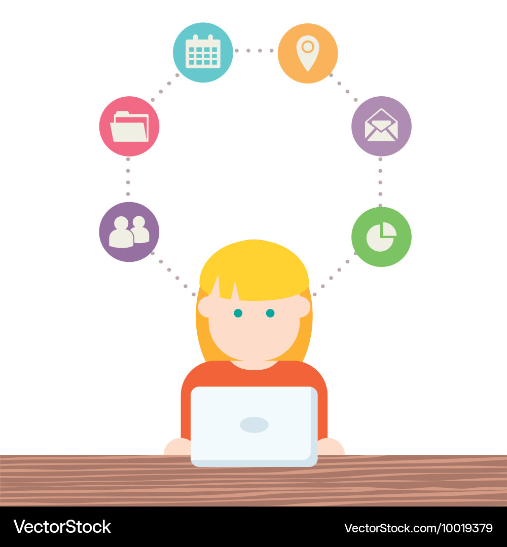 Social media network people with computers Vector Image