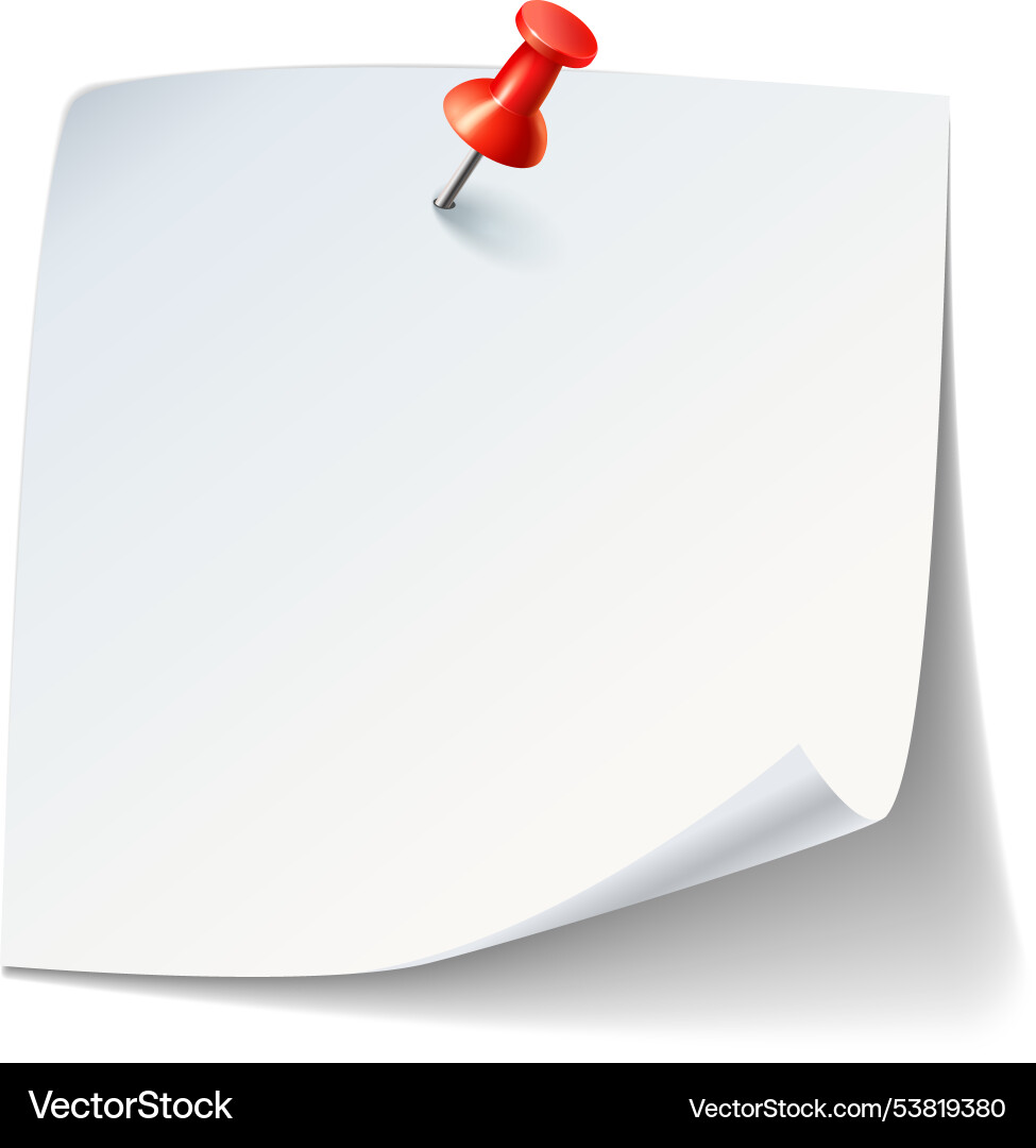 A blank sticky note pinned on surface ready Vector Image